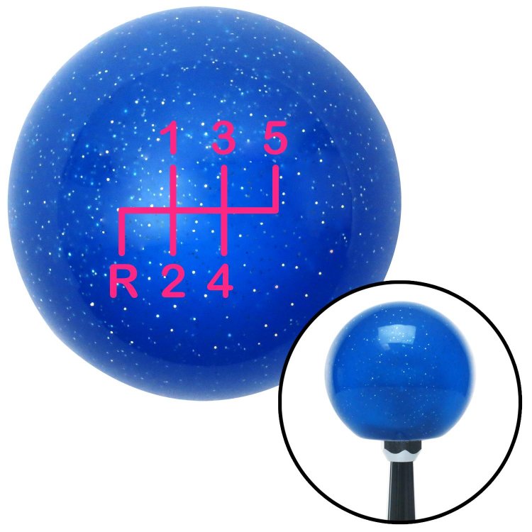 Pink Shift Pattern 16n Blue Metal Flake Shift Knob fits 5 Speed Shifter ...