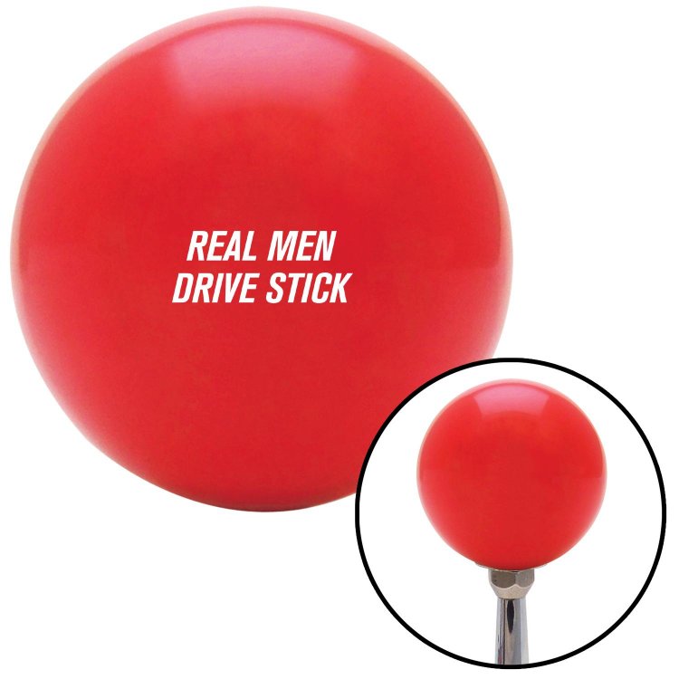 White Real Men Drive Stick Red Shift Knob with M16 x 1.5 Insert circle ...