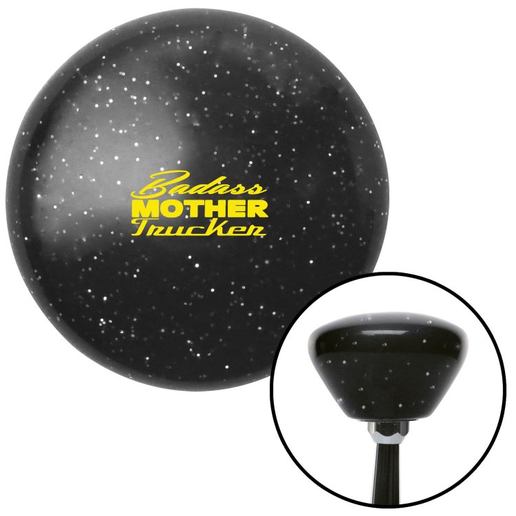 Yellow Badass Mother Trucker Black Retro Metal Flake Shift Knob redneck ...