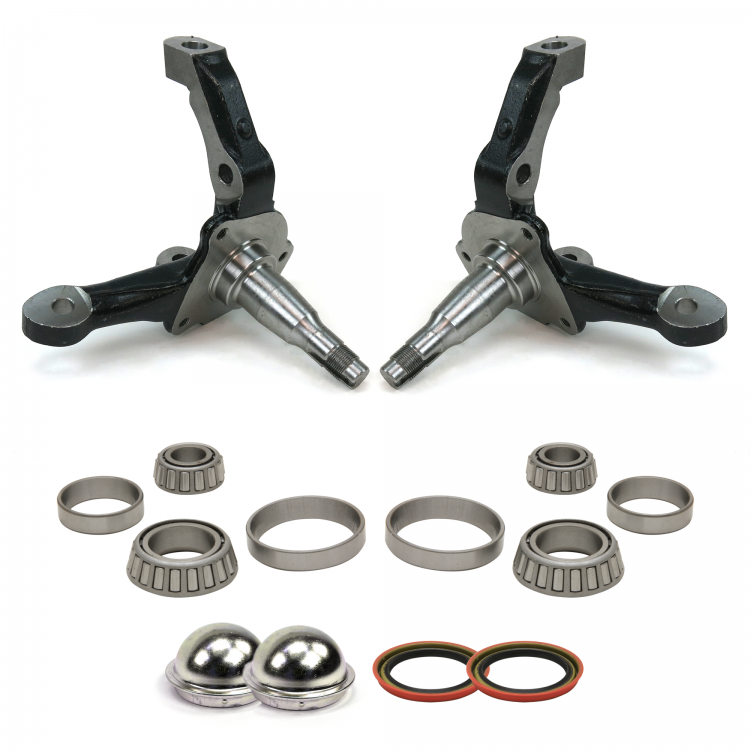 Stock Height Mustang II & Pinto Spindles with Bearings, Seals and Dust Caps