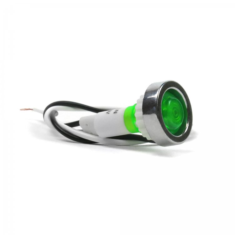 Green Indicator Light with Chrome RIng | johnnylawmotors.com