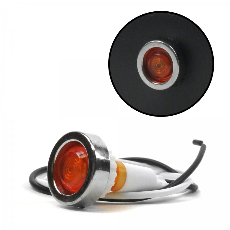 Yellow Indicator Light with Chrome Ring | johnnylawmotors.com