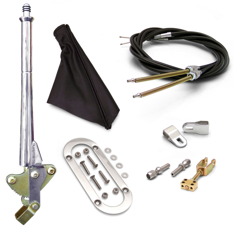 16" Transmission Mount Emergency Hand Brake with Boot, Ring, Cable Kit ...