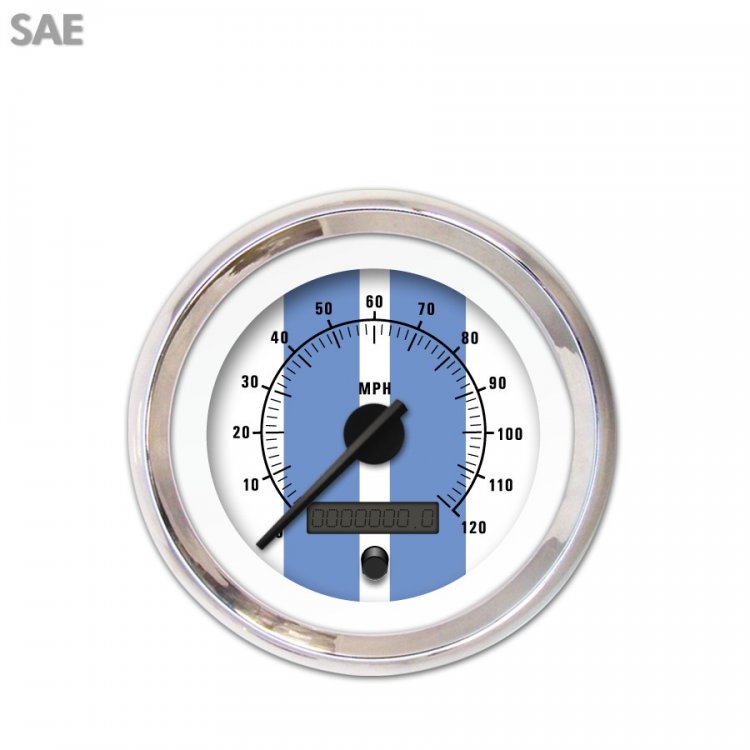 Speedometer Gauge SAE Cobra White Black Modern Needles Chrome Trim ...