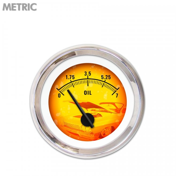 Oil Pressure Gauge - Metric Puma 5 Series, Black Modern Needles, Chrome ...