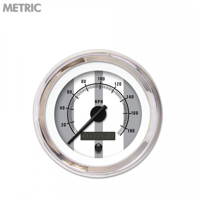 Speedometer Gauge - Metric Cobra Grey , Black Modern Needles, Chrome ...