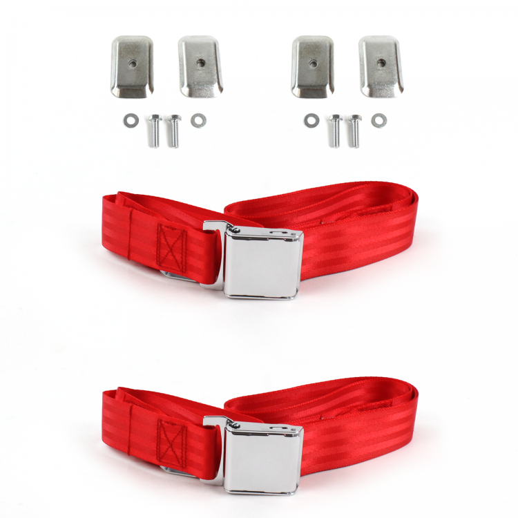 Jeep Wrangler/TJ 1997-2006 Airplane 2pt Red Lap Bucket Seat Belt w ...
