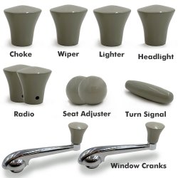 Silver Beige Tulip Dash Knob Set w/ Window Cranks for VW Karmann Ghia ...