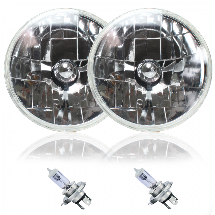 Snake Eye 7" Inch Round Halogen Headlight Assembly w/ H4 Bulbs Car ...
