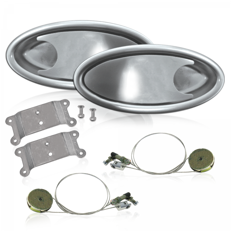Billet Aluminum Oval Interior Door Handle Notch Lever Set Pulley Cable ...