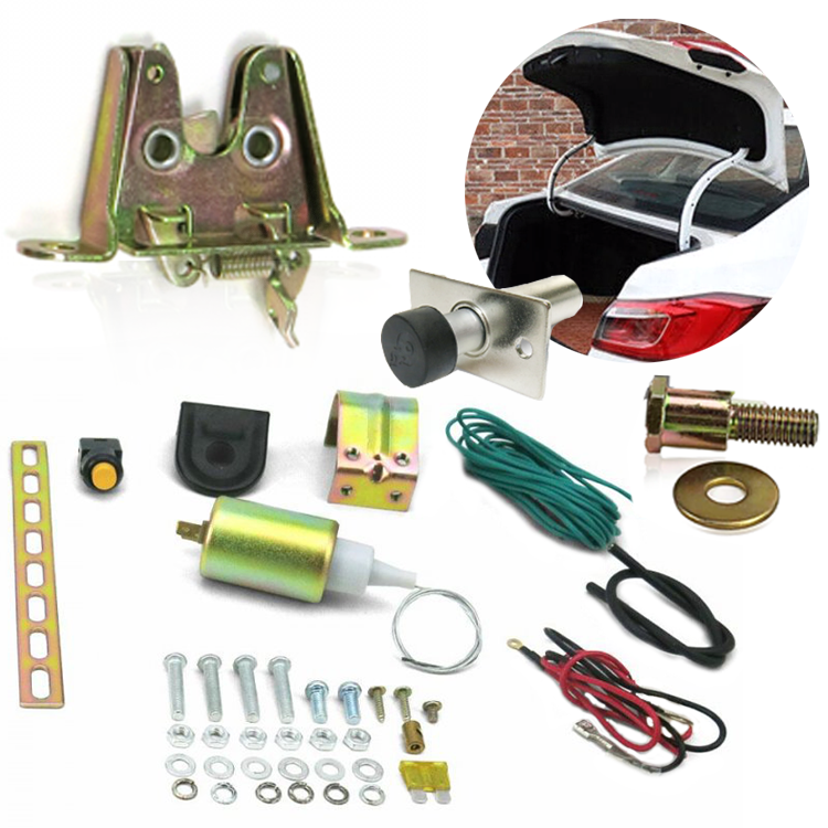 15lb Power Trunk Hood Hatch Gas Cap Kit w/ Solenoid Motor Latch and ...