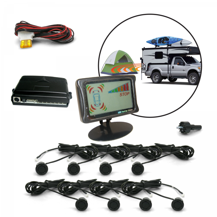 Front and Rear Backup Parking 8 Sensor Warning System Sound Alert & LCD ...