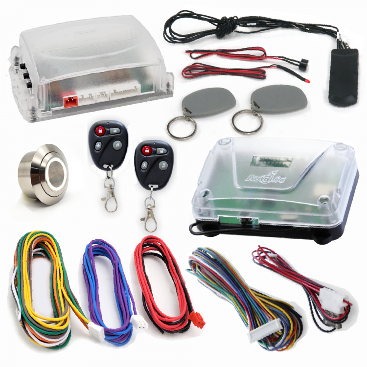 GM Column Insert White LED Push Button Start Kit Keyless Entry Remote ...