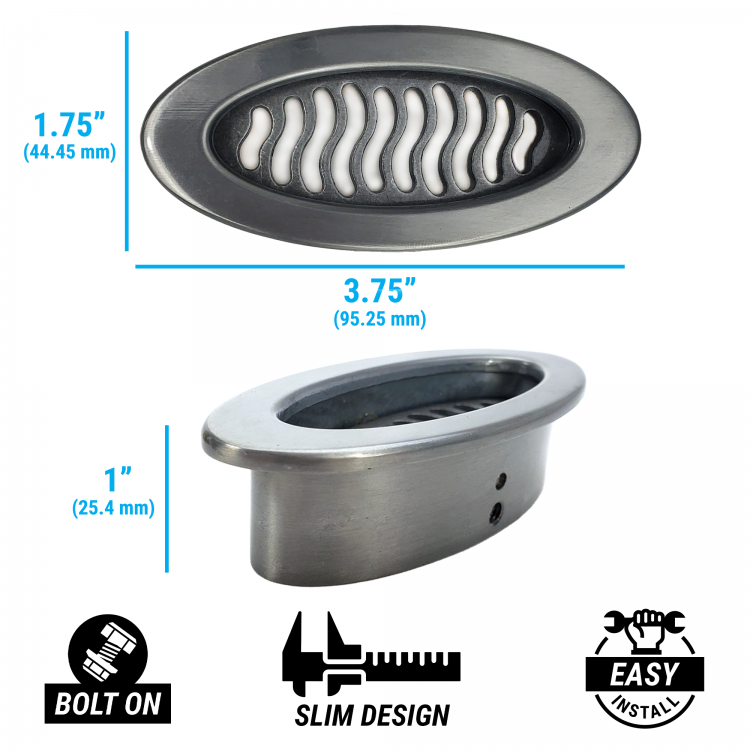Brushed Billet Oval AC Air Conditioning Heater Dash Swing Vent